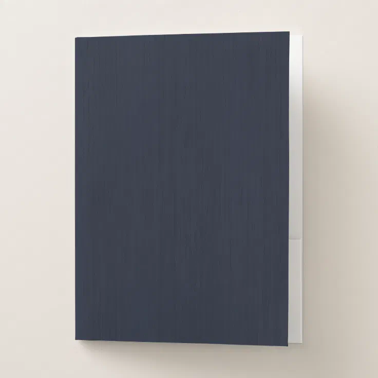 Classic Navy Blue Bamboo Wood Grain Look Pocket Folder | Zazzle