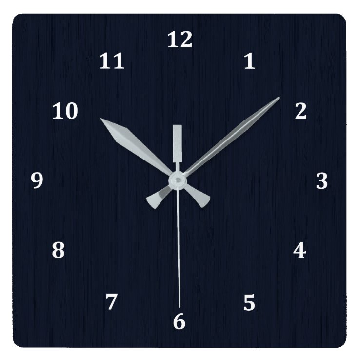 Classic Navy Blue Bamboo Wood Grain Look Square Wall Clock | Zazzle