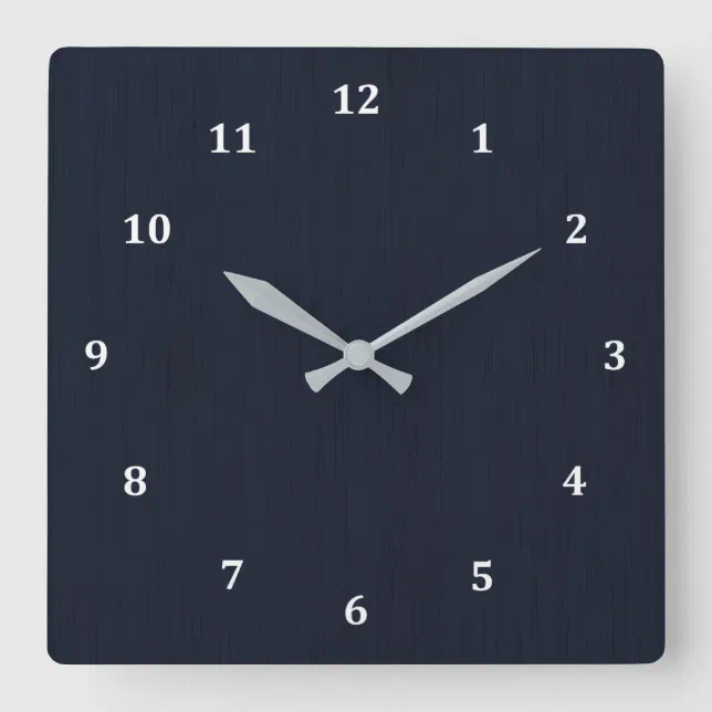 Classic Navy Blue Bamboo Wood Grain Look Square Wall Clock | Zazzle