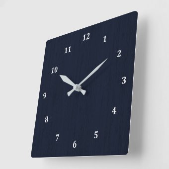 Classic Navy Blue Bamboo Wood Grain Look Square Wall Clock | Zazzle