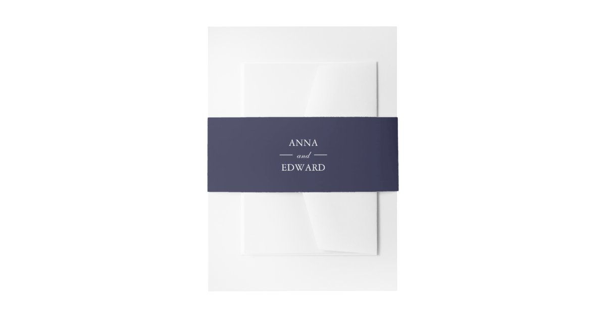 Classic Navy Blue Bride and Groom Belly Bands Invitation Belly Band ...