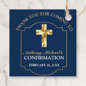 Classic Navy Blue Gold Boys Confirmation Gift Tags | Zazzle