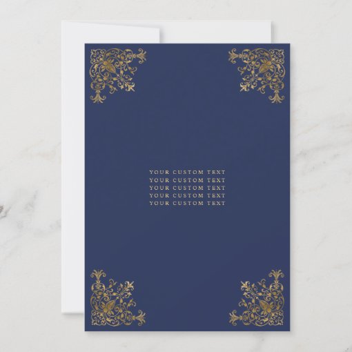 Classic Navy Blue Gold Frame Tiara Quinceanera Invitation | Zazzle