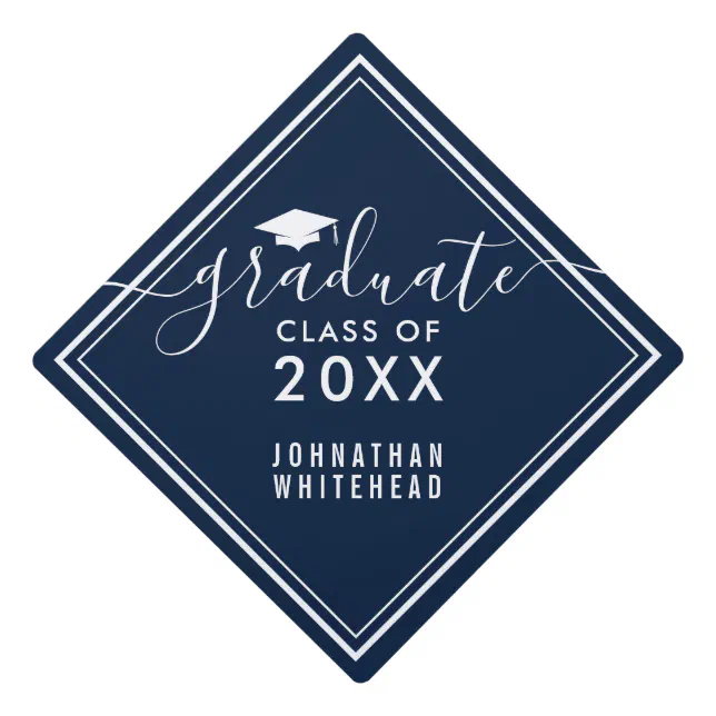 Classic Navy Blue Graduate Graduation Cap Topper | Zazzle