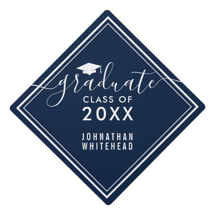 Classic Navy Blue Graduate Graduation Cap Topper | Zazzle.com