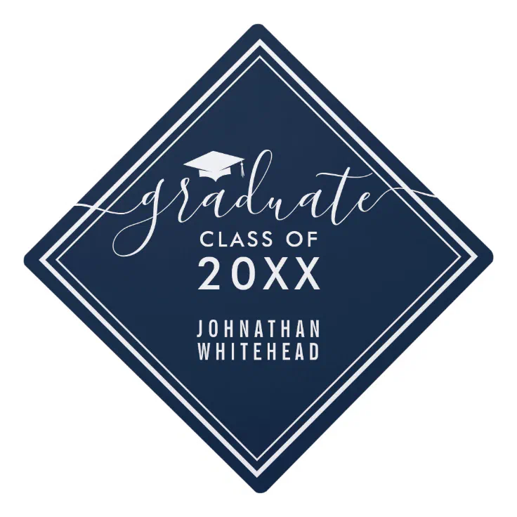 Classic Navy Blue Graduate Graduation Cap Topper | Zazzle