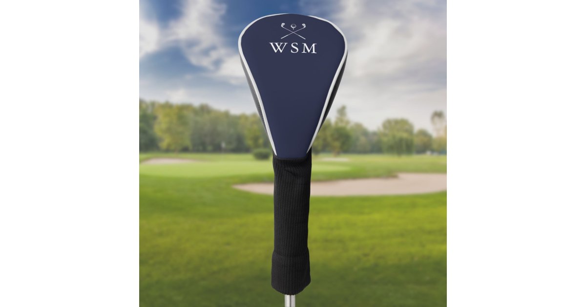 Classic Navy Blue Personalized Monogram Golf Clubs Golf Head Cover | Zazzle