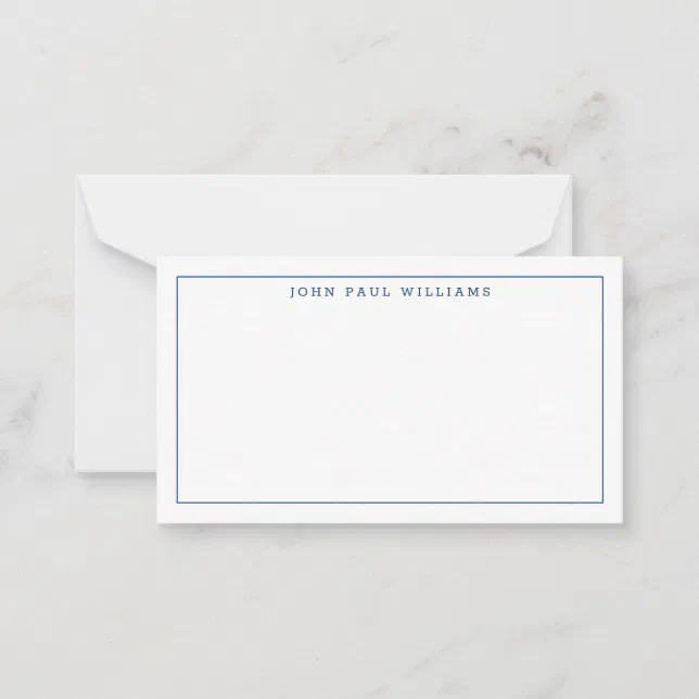 Classic Navy Blue Professional Formal Thin Border Note Card | Zazzle