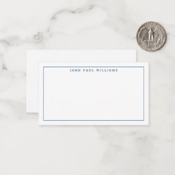 Classic Navy Blue Professional Formal Thin Border Note Card | Zazzle