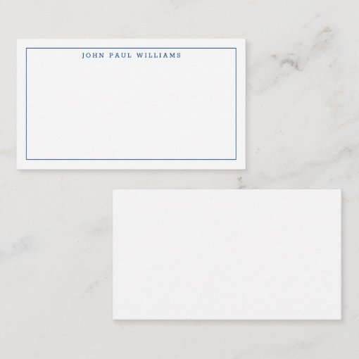 Classic Navy Blue Professional Formal Thin Border Note Card | Zazzle