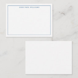Classic Navy Blue Professional Simple Thin Border Note Card | Zazzle