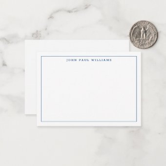 Classic Navy Blue Professional Simple Thin Border Note Card | Zazzle