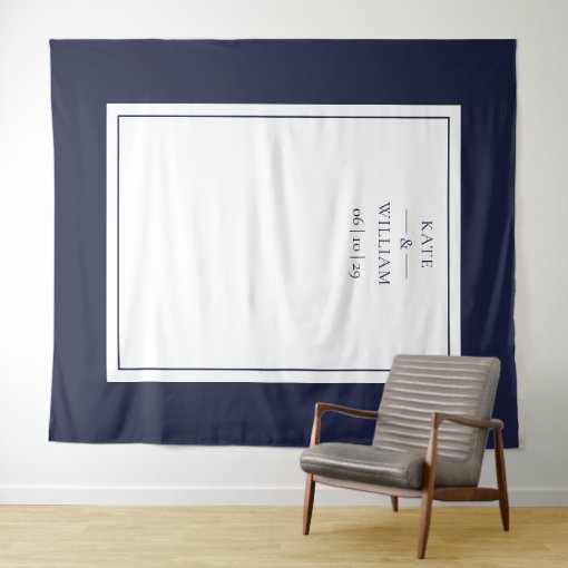 Classic Navy Blue Wedding Photo Booth Backdrop | Zazzle