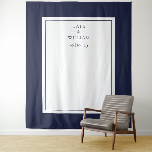 Classic Navy Blue Wedding Photo Booth Backdrop | Zazzle