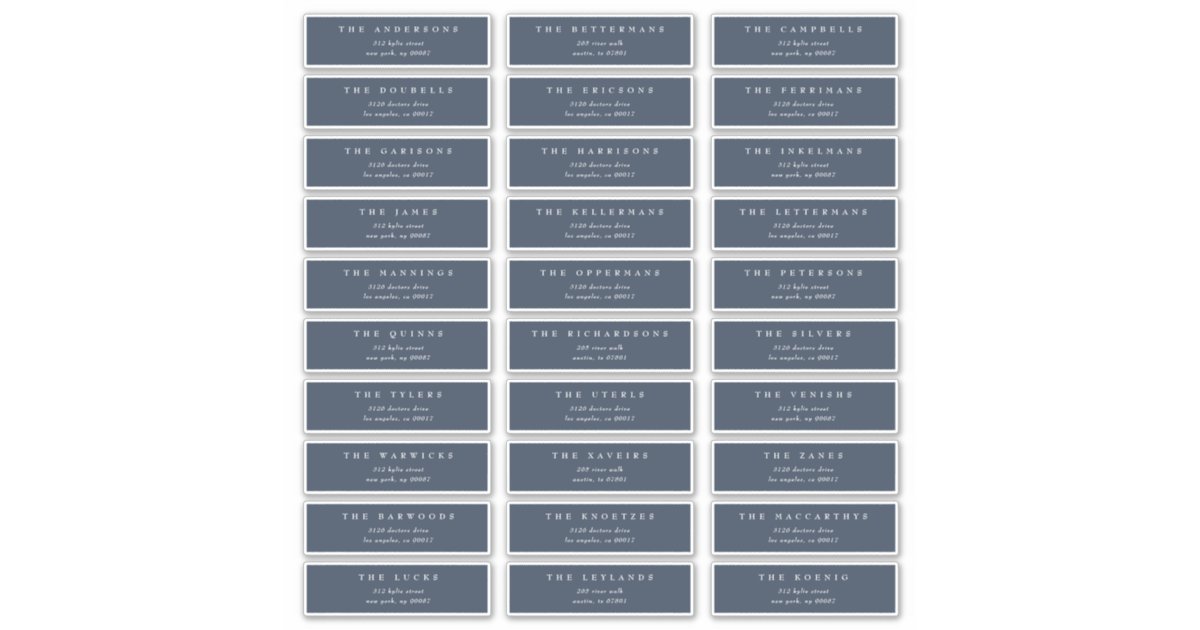 Classic Navy Blue White individual wedding address Sticker | Zazzle