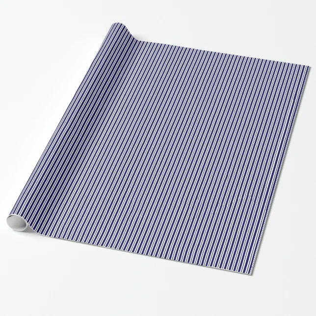 Classic Navy Blue White Uneven Stripe Pattern #2 Wrapping Paper | Zazzle