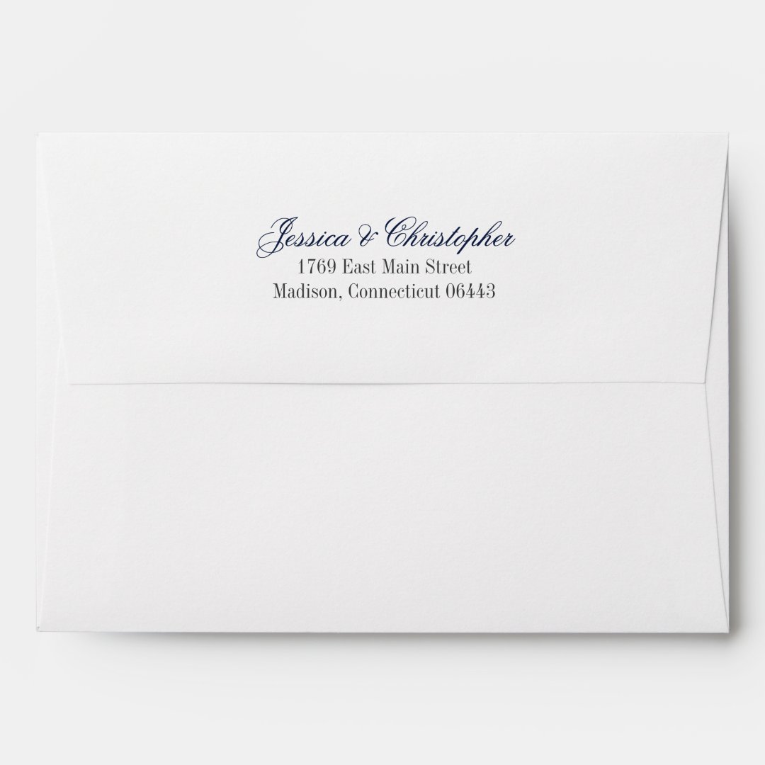 Classic Navy Border Formal Wedding Envelope | Zazzle