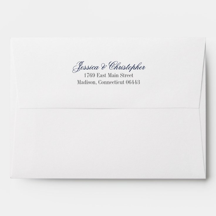 Classic Navy Border Formal Wedding Envelope | Zazzle