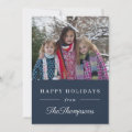 Classic Navy Happy Holidays Family Photo Holiday Card | Zazzle