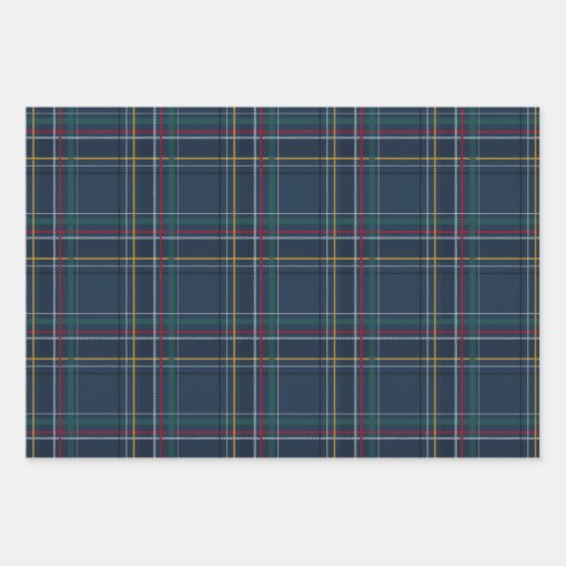 Classic navy holiday plaid and stars Christmas Wrapping Paper Sheets ...
