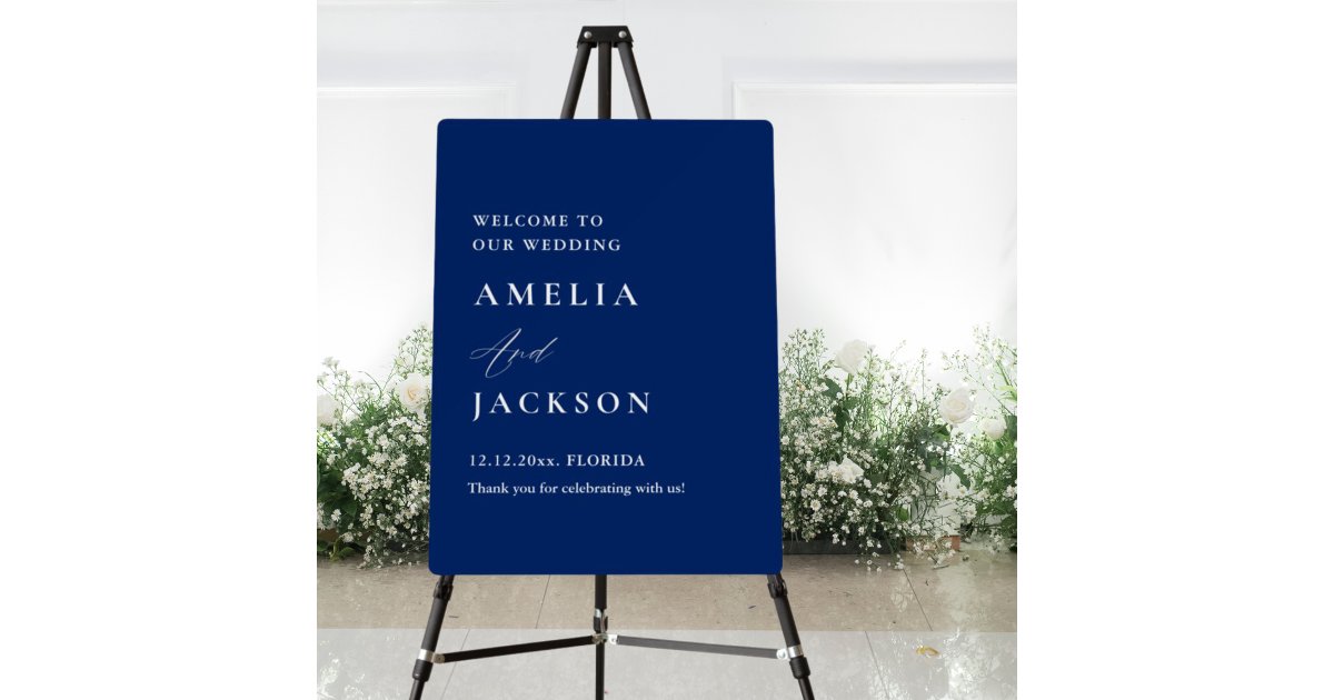 Classic Navy & White Wedding Welcome Sign | Zazzle