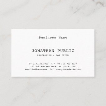 Classic Nostalgic Look Cool Design Sleek Plain Business Card | Zazzle