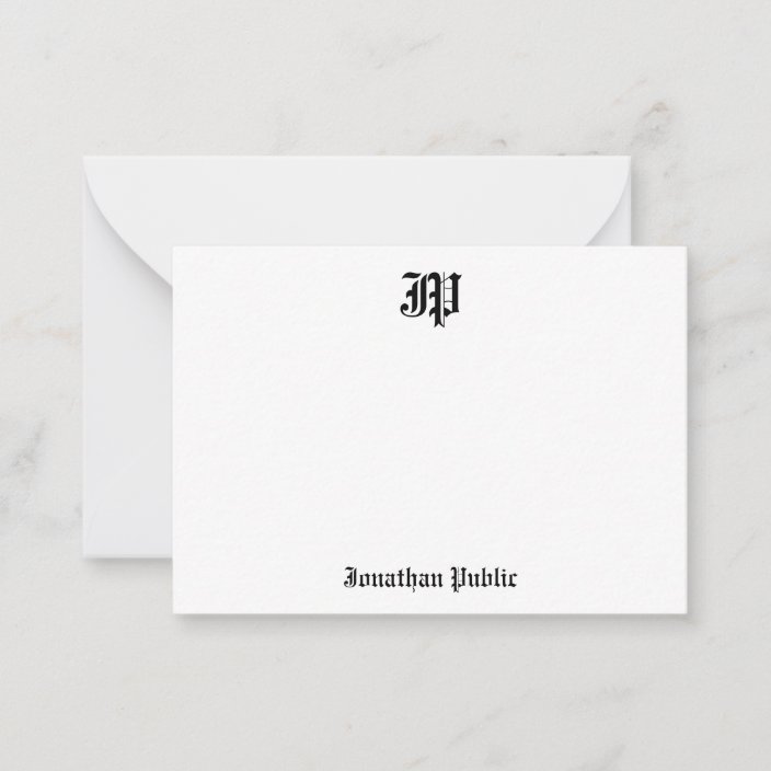 Classic Nostalgic Old English Calligraphy Monogram Note Card | Zazzle.com