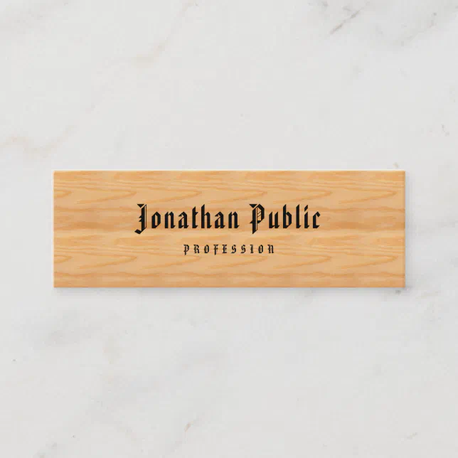 Classic Old American Text Wood Look Handwritten Mini Business Card | Zazzle