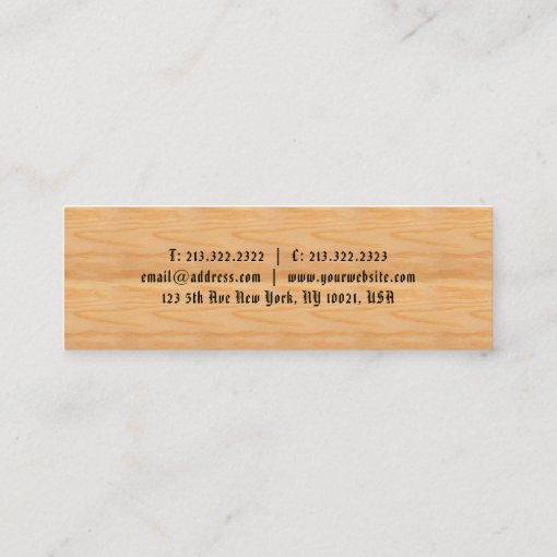 Classic Old American Text Wood Look Handwritten Mini Business Card | Zazzle