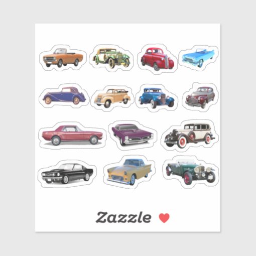 Classic Old Cars Sticker | Zazzle