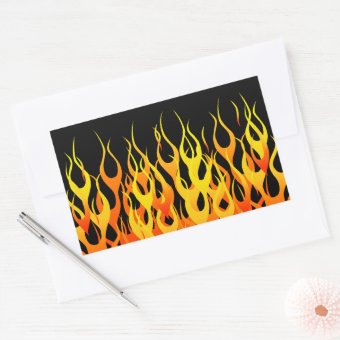 Classic Orange Racing Flames on Fire Rectangular Sticker | Zazzle
