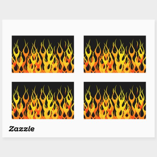 Classic Orange Racing Flames on Fire Rectangular Sticker | Zazzle