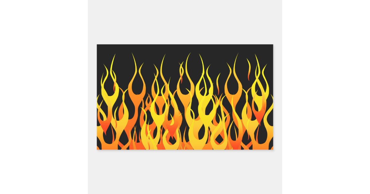 Classic Orange Racing Flames on Fire Rectangular Sticker | Zazzle