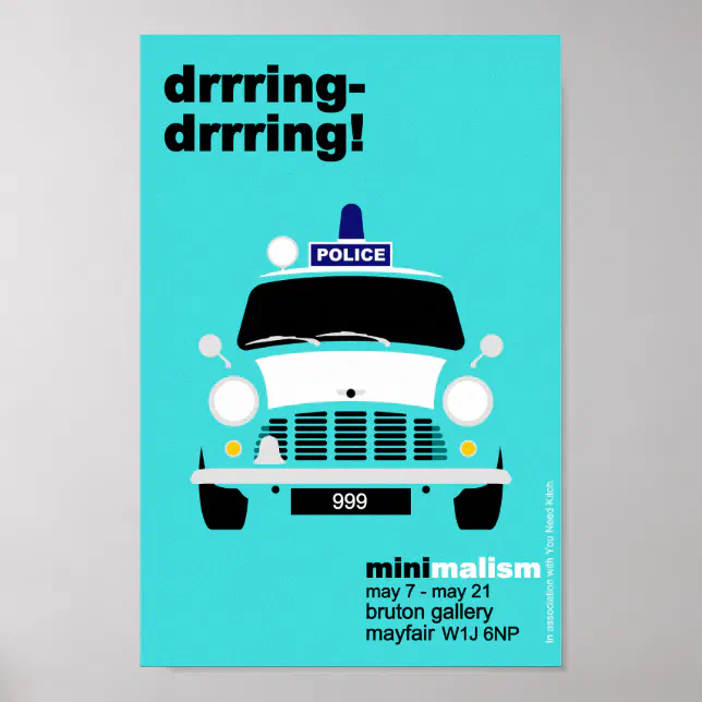 Classic Original Mini Police van minimalist art Poster | Zazzle