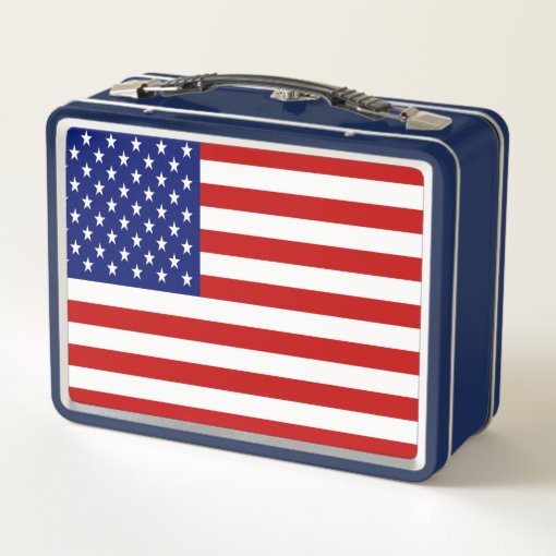 Classic Patriotic American Flag Monogram Metal Lunch Box | Zazzle