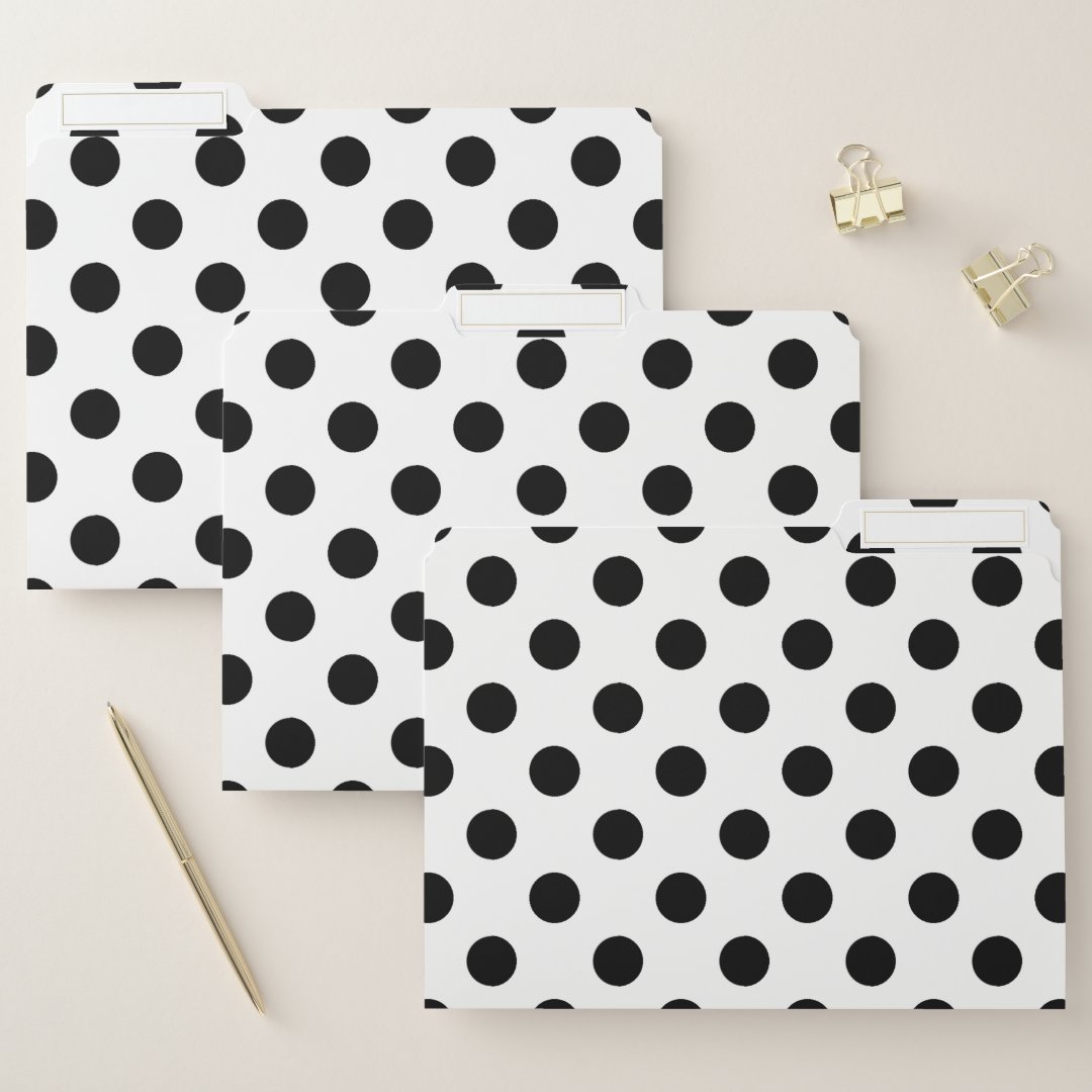 Classic Pattern of Black Polka Dots on White File Folder | Zazzle
