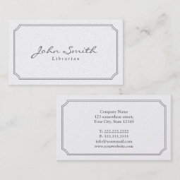 Classic Pearl White Librarian Business Card | Zazzle