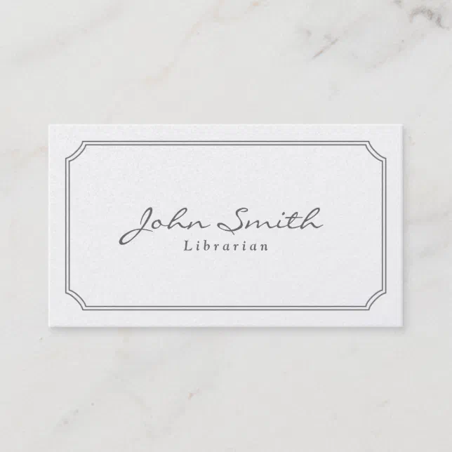 Classic Pearl White Librarian Business Card | Zazzle