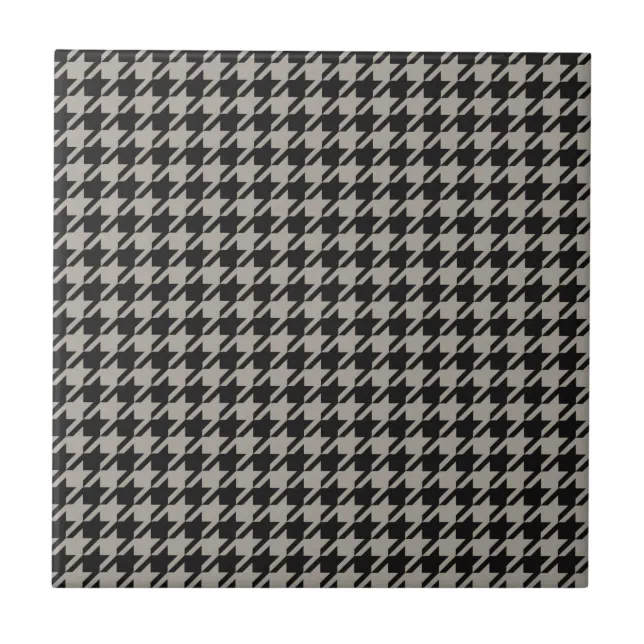Classic Pepita Houndstooth Pattern Black Grey Ceramic Tile | Zazzle