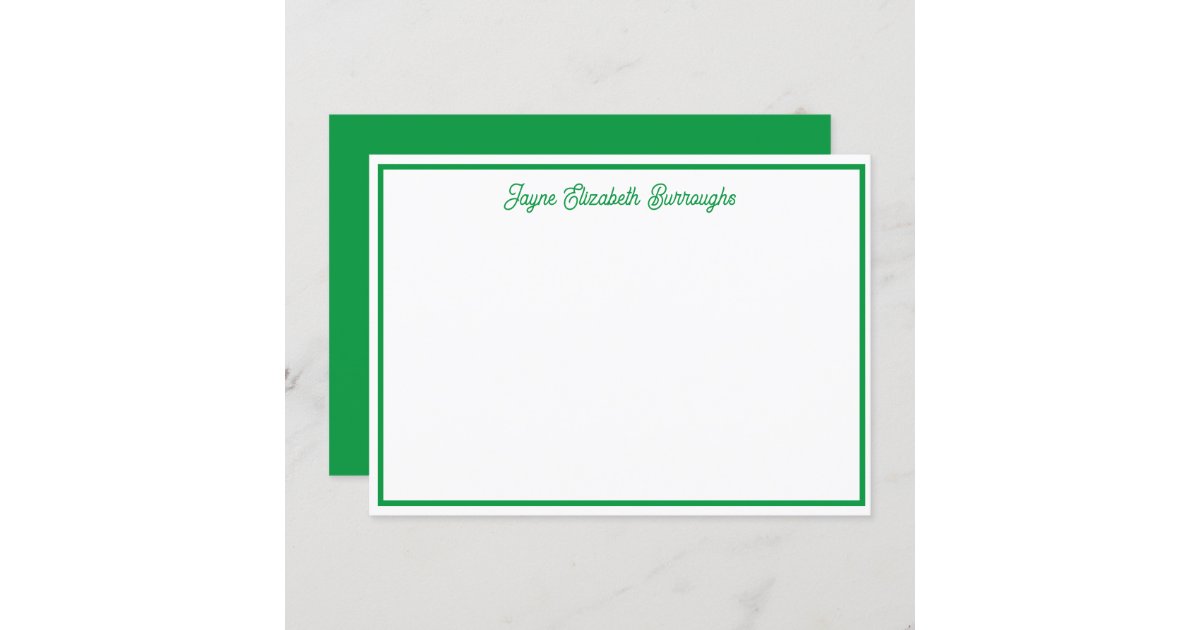 Classic Personalized Bright Green Note Card | Zazzle