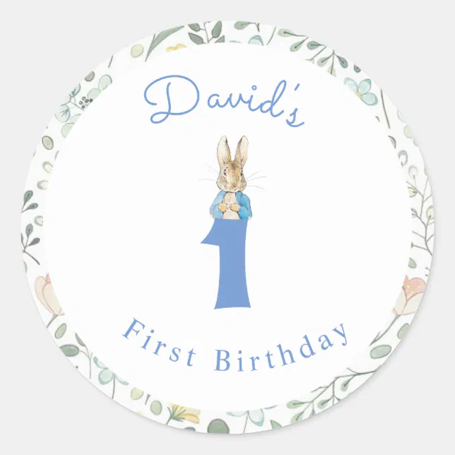Classic Peter the Rabbit Beatrix Potter Birthday Classic Round Sticker ...