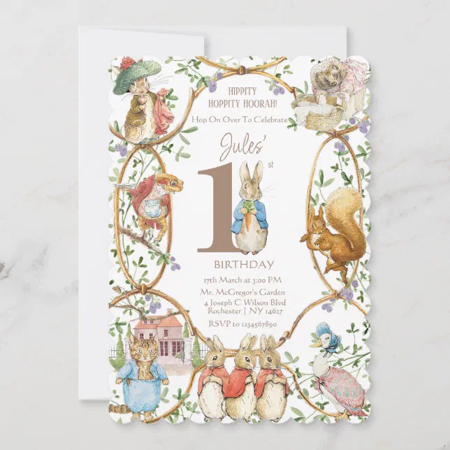 Classic Peter the Rabbit Beatrix Potter Birthday Invitation | Zazzle