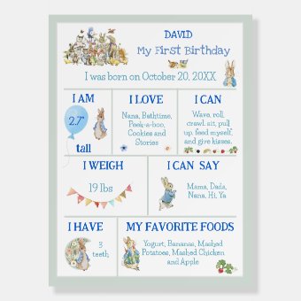 Classic Peter the Rabbit Editable Milestone Chart Foam Board | Zazzle