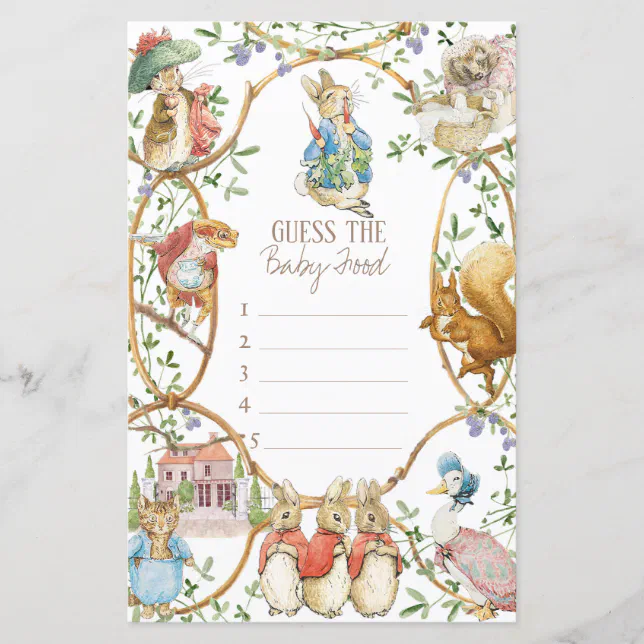 Classic Peter the Rabbit Guess the Baby Food Game | Zazzle