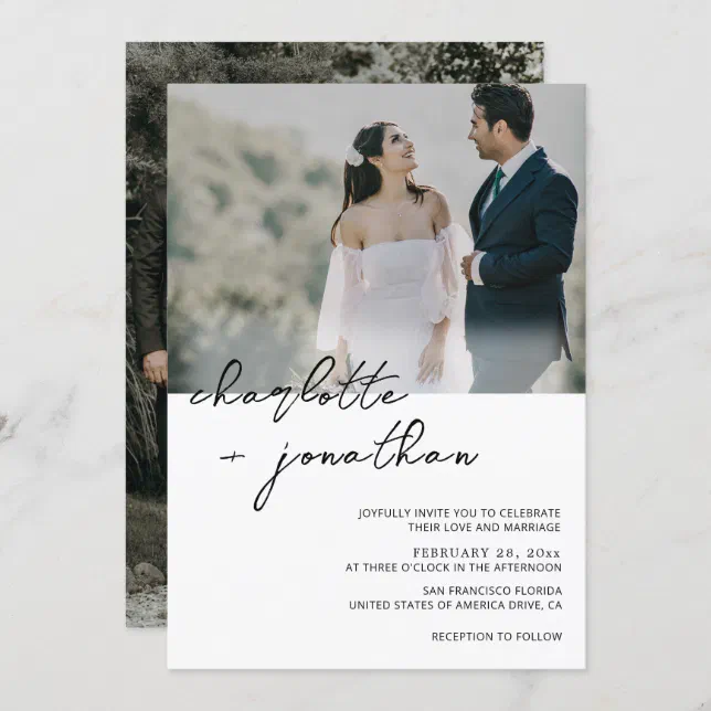 Classic Photo Calligraphy Script Wedding Invitation | Zazzle