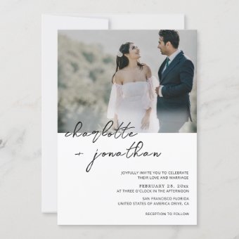Classic Photo Calligraphy Script Wedding Invitation | Zazzle