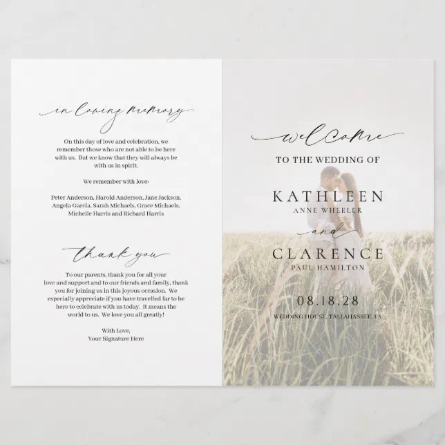 Classic Photo Elegant Wedding Program | Zazzle