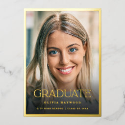 Classic Photo Gold Foil Graduation Announcement | Zazzle