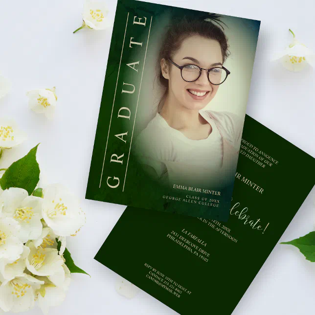 Classic Photo Green Shades Graduation Party | Zazzle