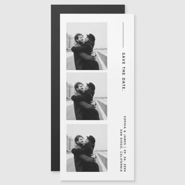 Classic Photo Strip Wedding Magnetic Save The Date | Zazzle
